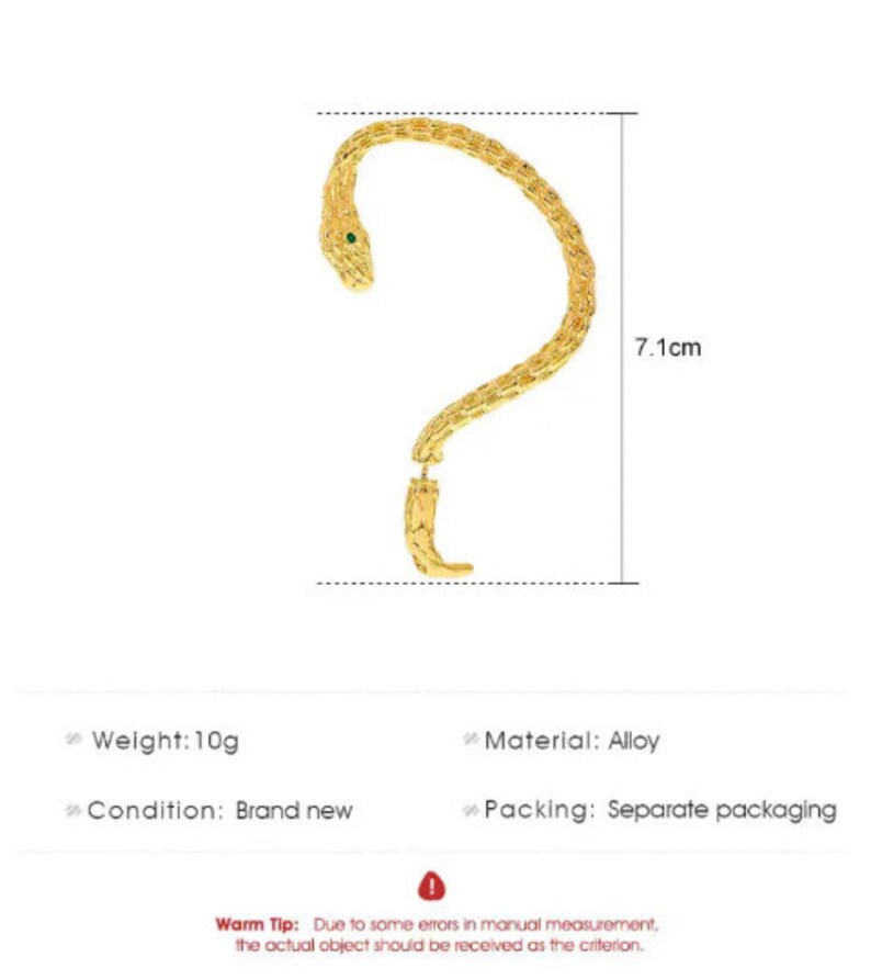 Snake Cartilage Gold Conch Serpent Earring Snake Ear Climber - Etsy