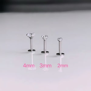 20g Threadless Push Pin Labret Stud • Gold Silver Tiny Tragus Stud ...