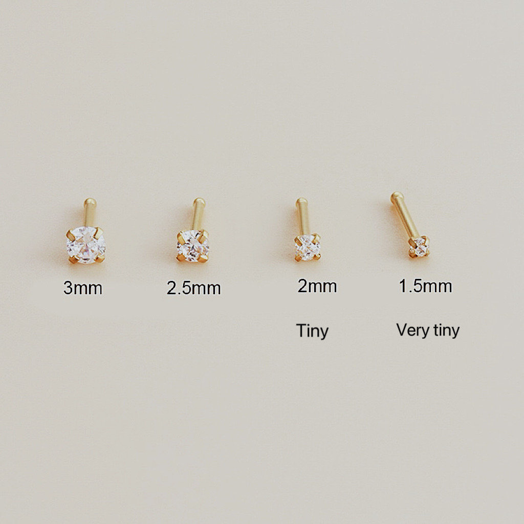 Very Tiny 20g Diamond 1.5mm-3mm Nose Stud, Nose Ring, Bone Ball End ...