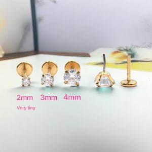 20g Threadless Push Pin Labret Stud • Gold Silver Tiny Tragus Stud ...