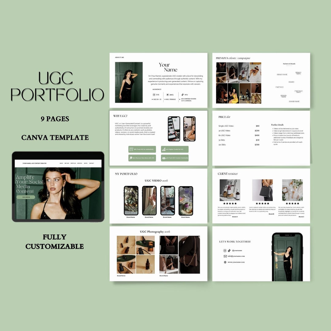 UGC Portfolio Template, Ugc Media Kit, Minimal Ugc Portfolio Template, Ugc Creator, Social Media ...