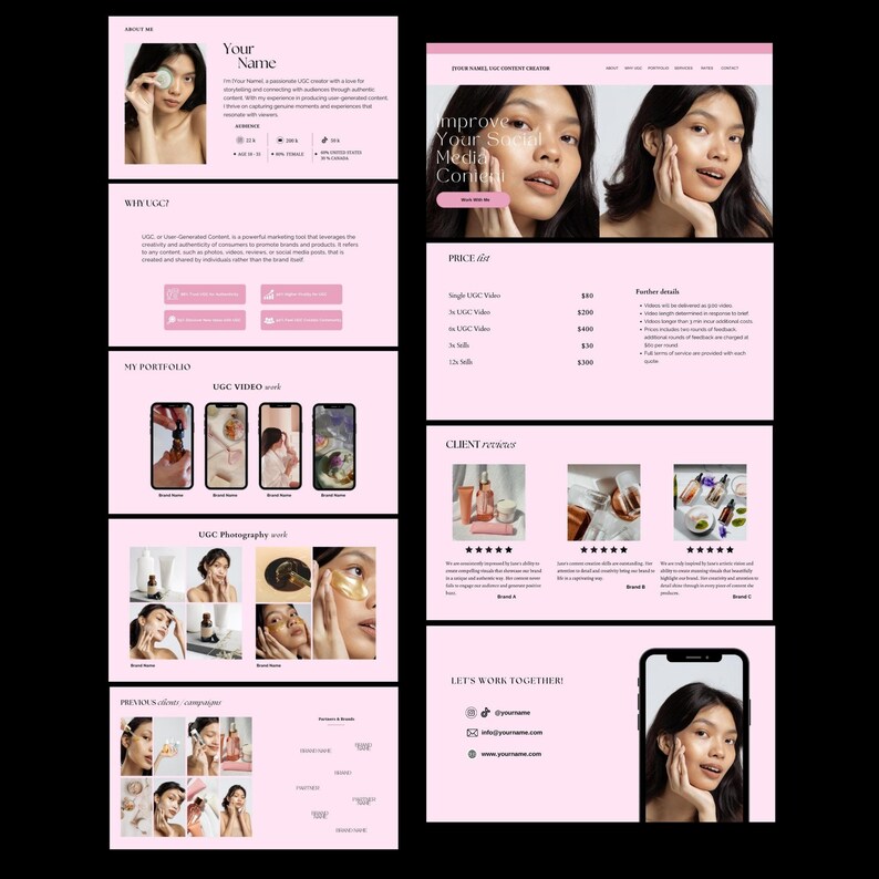 Pink UGC Portfolio Template, UGC Portfolio, Canva Portfolio Template ...