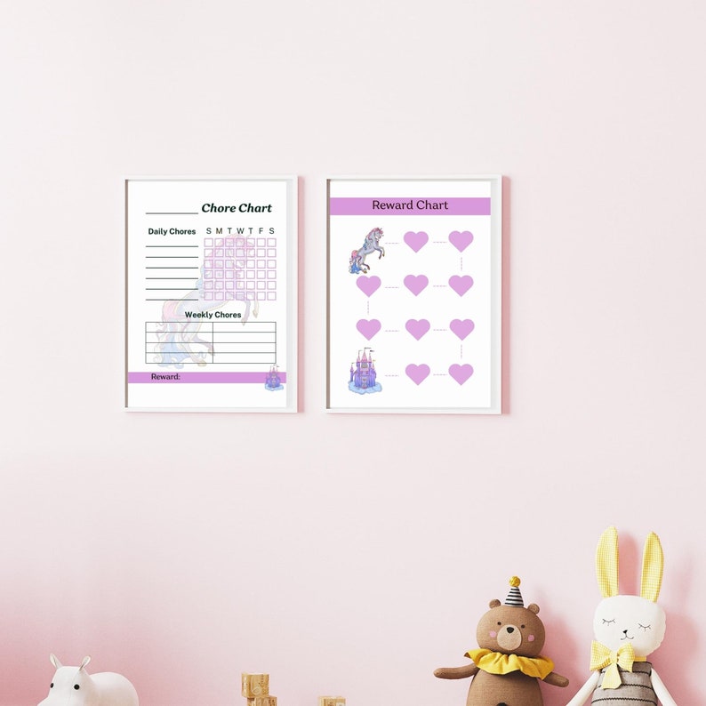 Girls Chore Chart, Chore Chart for Kids, Reward Chart, Unicorn Chore ...