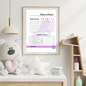 Girls Chore Chart, Chore Chart for Kids, Reward Chart, Unicorn Chore ...