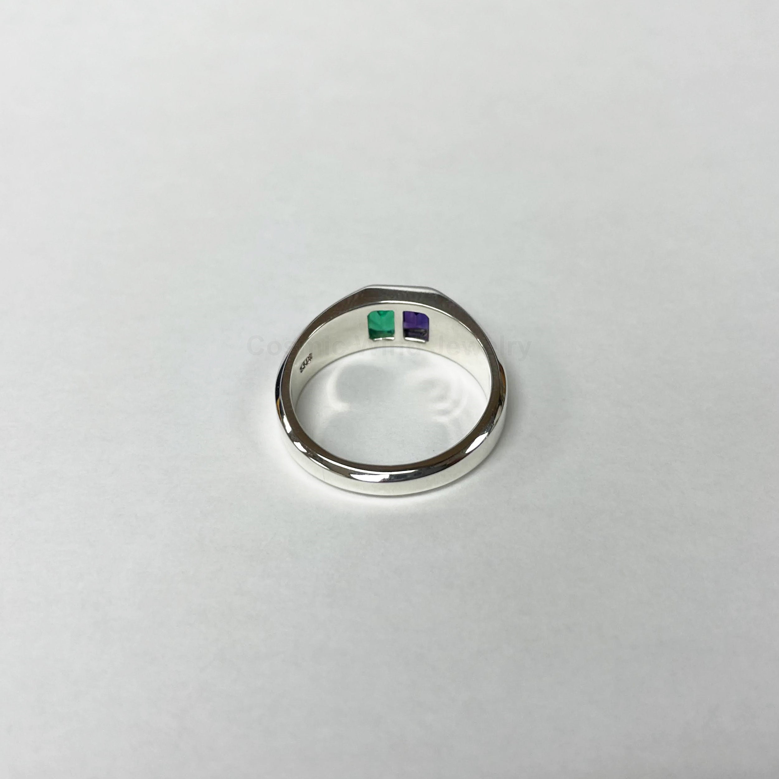 Two Stone Sterling Silver Ring for Men, Personalized Birthstone Toi Et ...