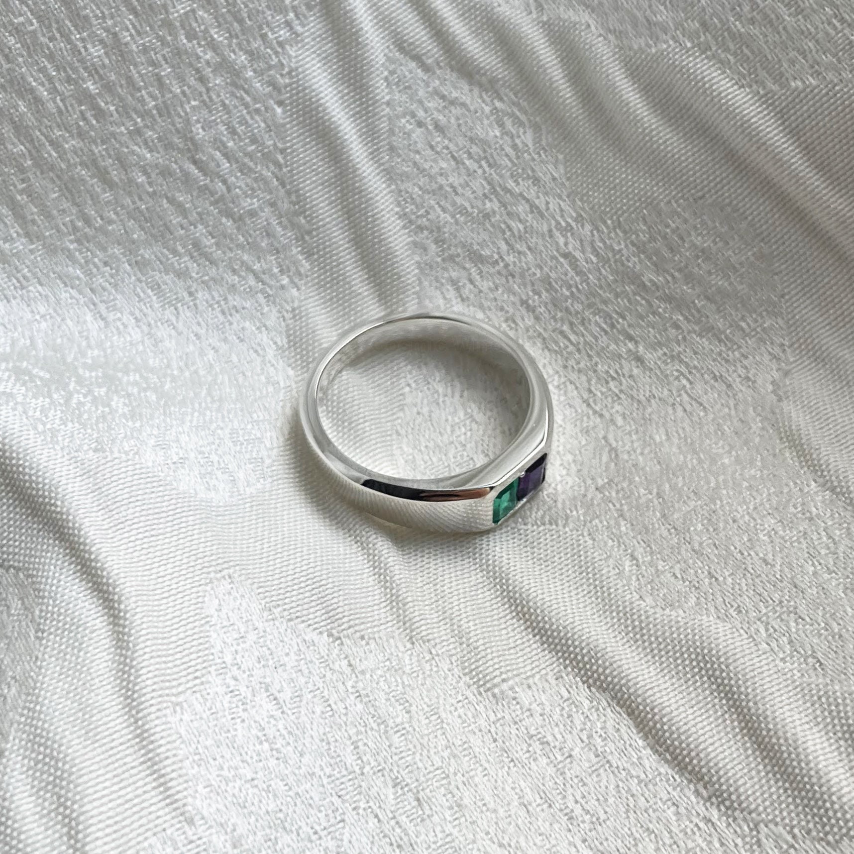 Two Stone Sterling Silver Ring for Men, Personalized Birthstone Toi Et ...