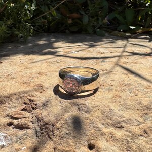 Sterling Silver Aztec Calendar Signet Ring, Sun God Design, Wide Domed ...