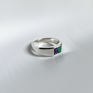 Two Stone Sterling Silver Ring for Men, Personalized Birthstone Toi Et ...