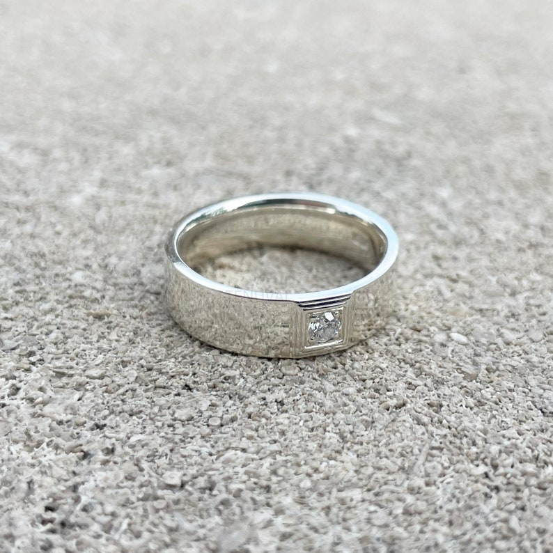 Mens Diamond Engagement Ring, 3mm Lab Diamond Wedding Band for Men ...