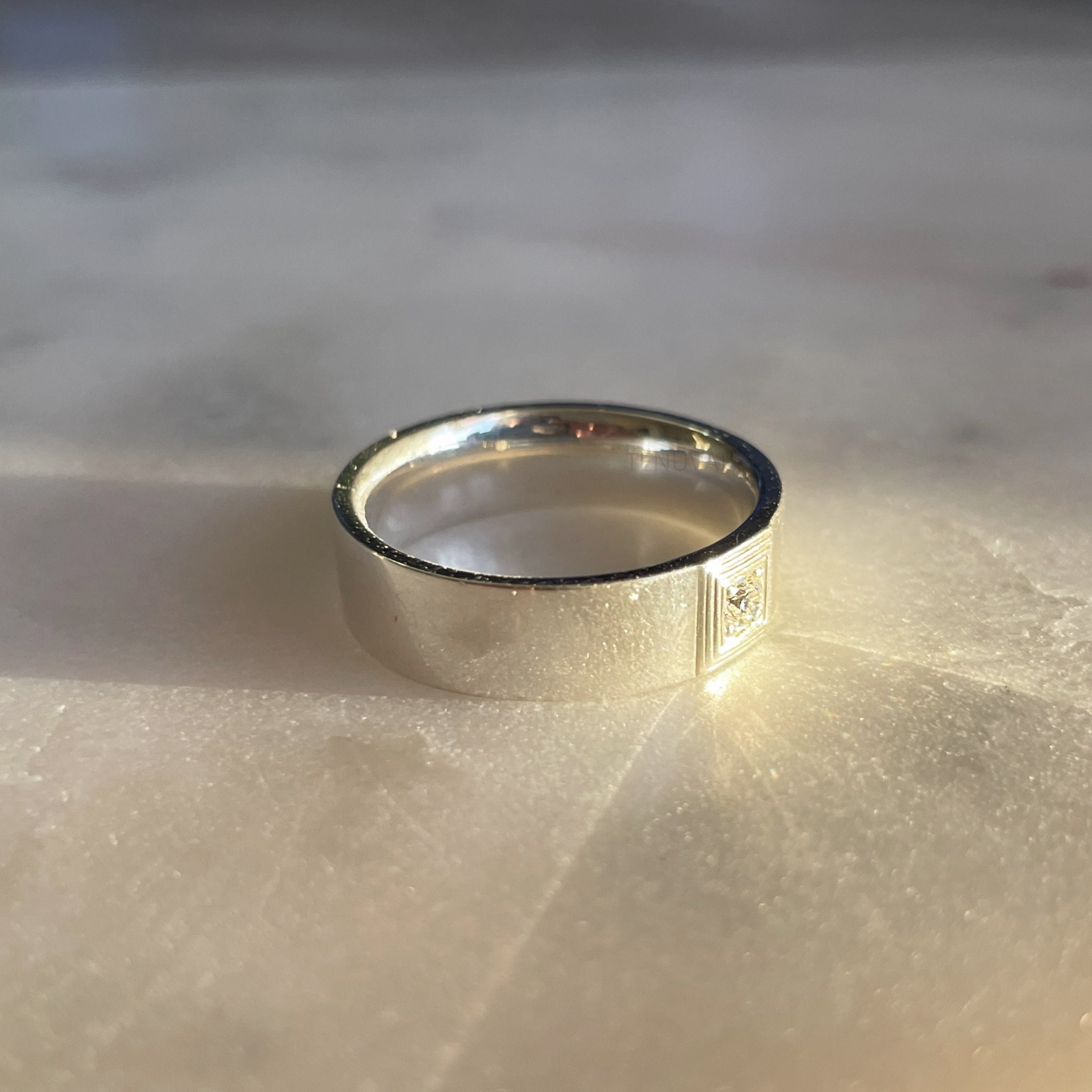 Mens Diamond Engagement Ring, 3mm Lab Diamond Wedding Band for Men ...