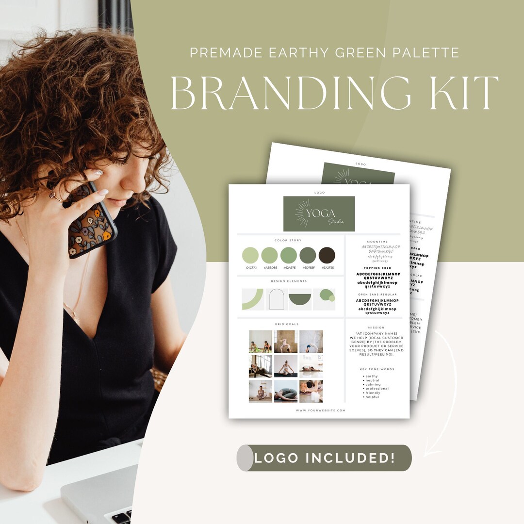 Brand Kit Template Mini Brand Board Template Earthy Green - Etsy