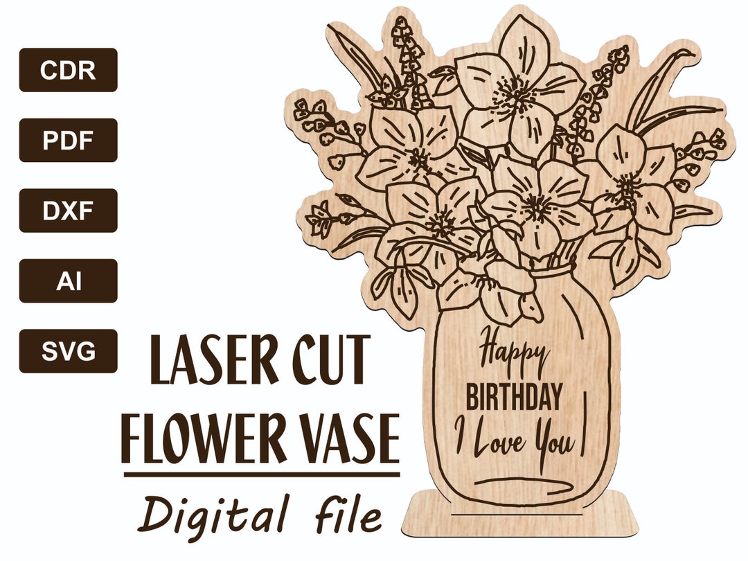 Laser Cut Flower Vase Digital File - Etsy