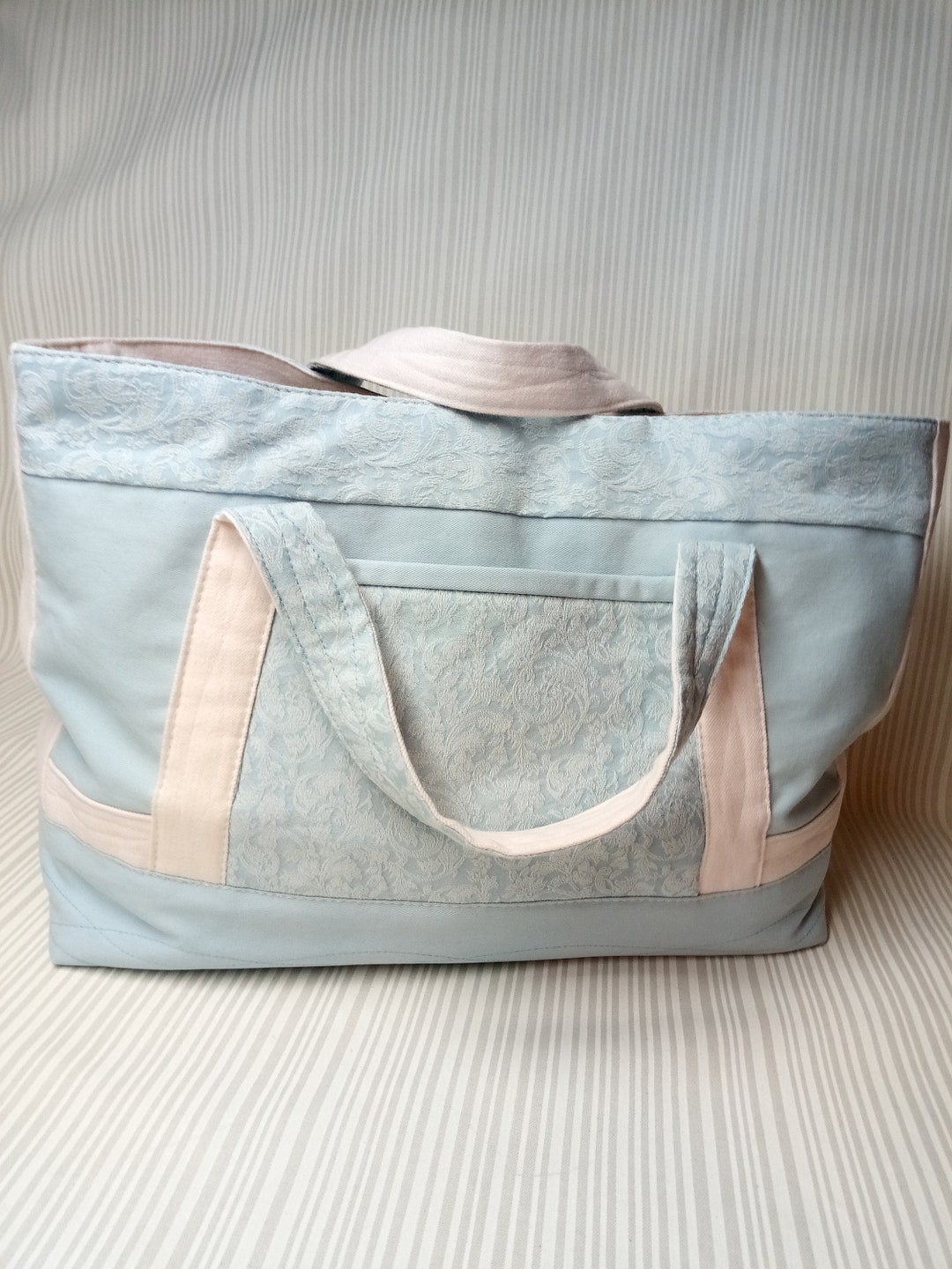 Soft Pallet of Lacey Blue/ Pink Denim Tote Bag - Etsy