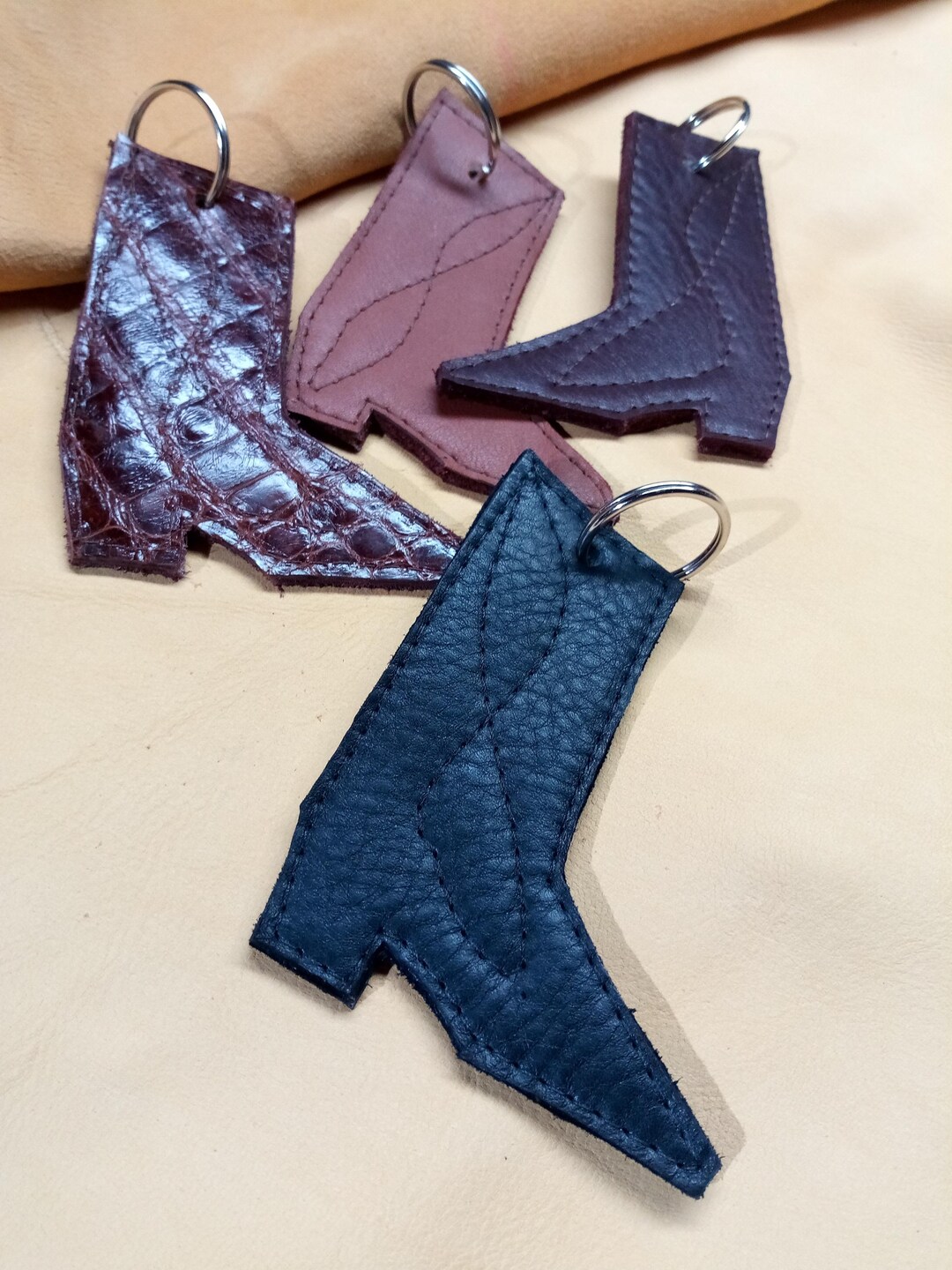 3 Boot Keychains/ Full Grains Leather/ - Etsy