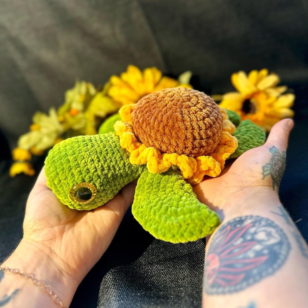 Crochet Sunflower Turtle Squish - Etsy