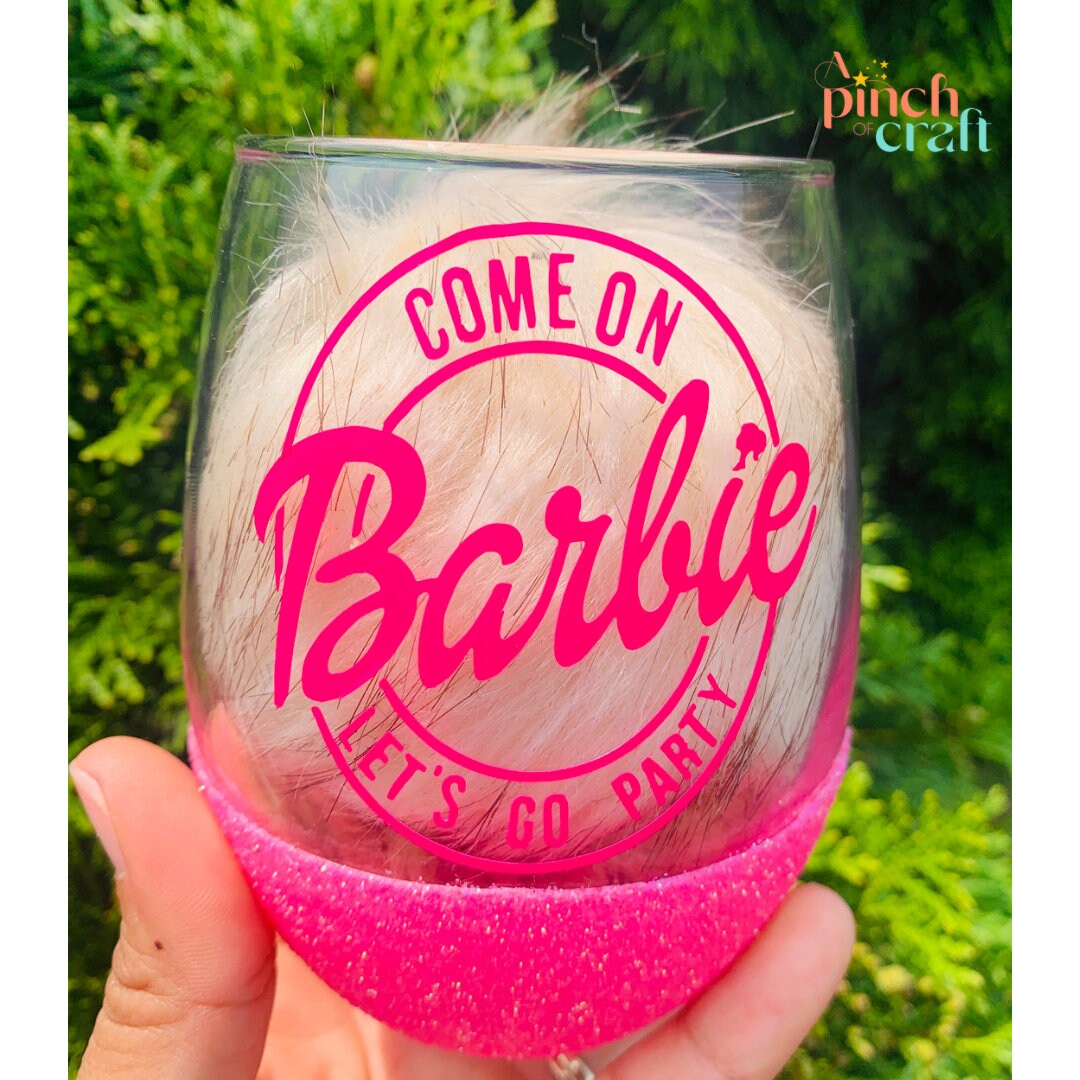 Pink Wine Glasses Custom Wine Glass Come On Lets Go Party T Glasses Glitter Cup Pink Glitter