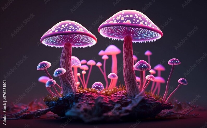 Magic Mushroom Print on Night Lamps - Etsy