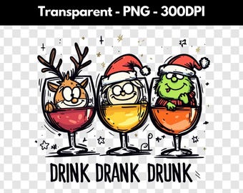 Drink Drank Drunk Christmas Funny Svg Design, Digital Download, Santa ...