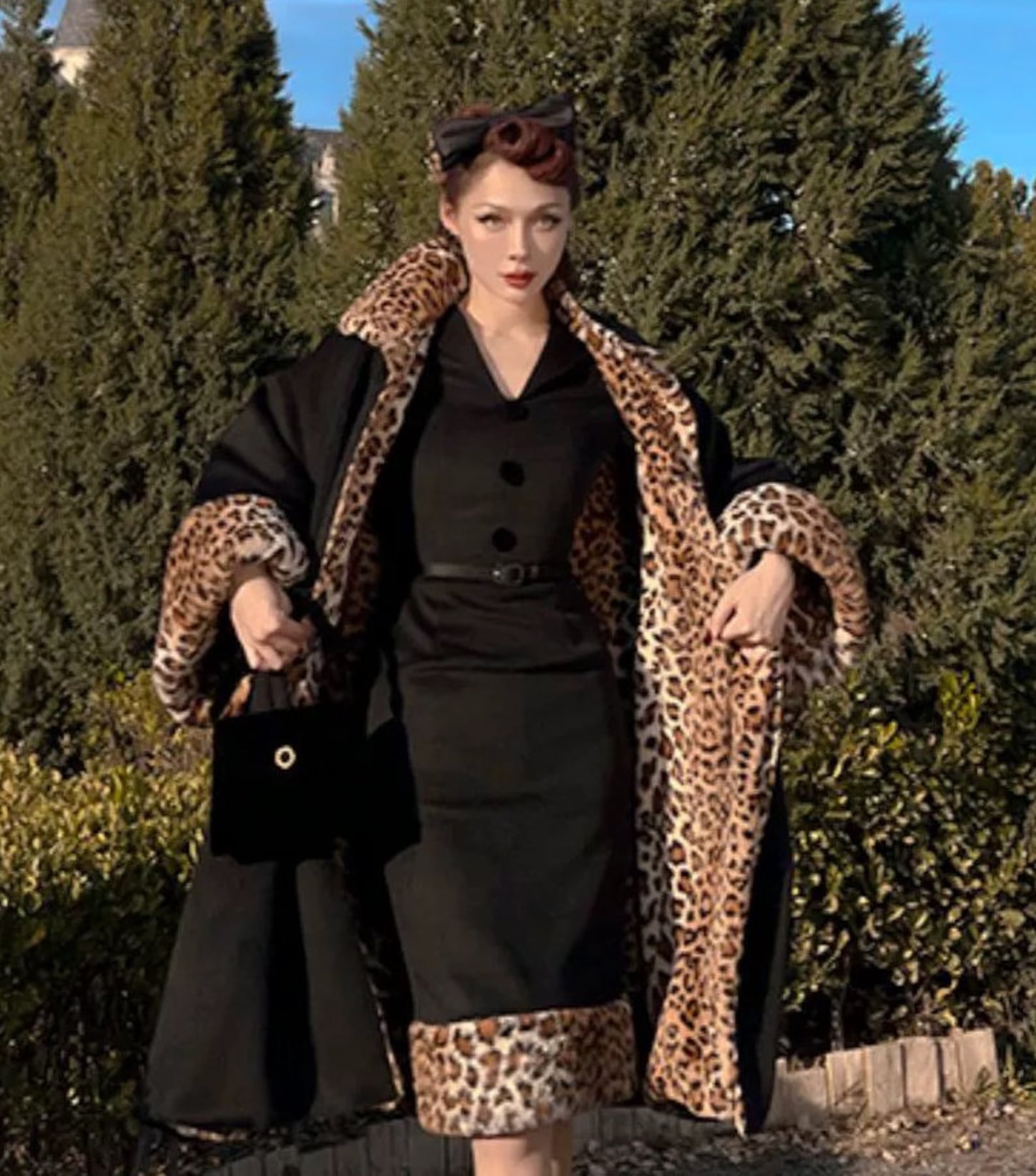 Very Classic Vintage Elegant Leopard Print Woolen Dress V Neck - Etsy