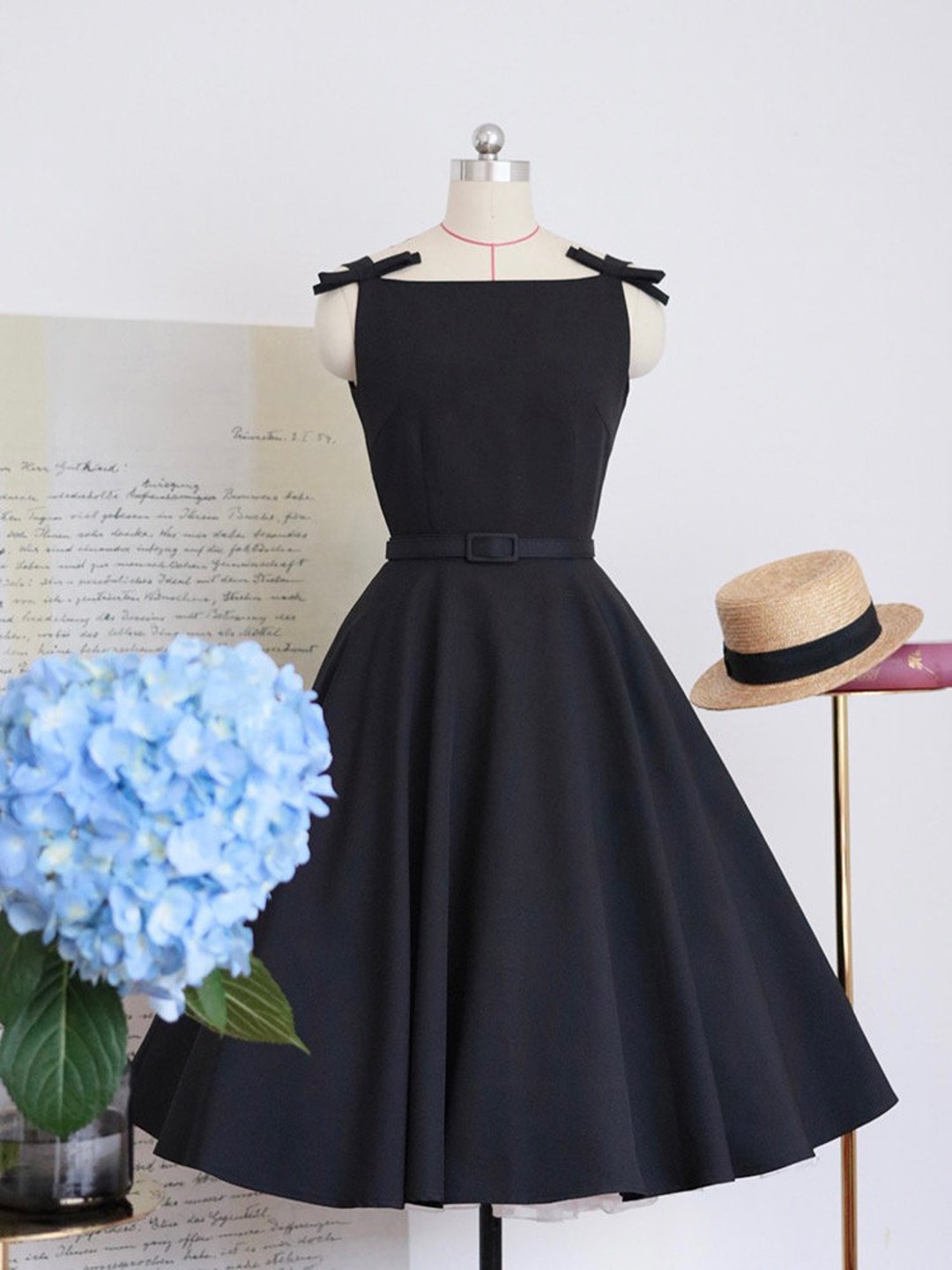1950s Clasic Vintage Style Black Dress - Etsy