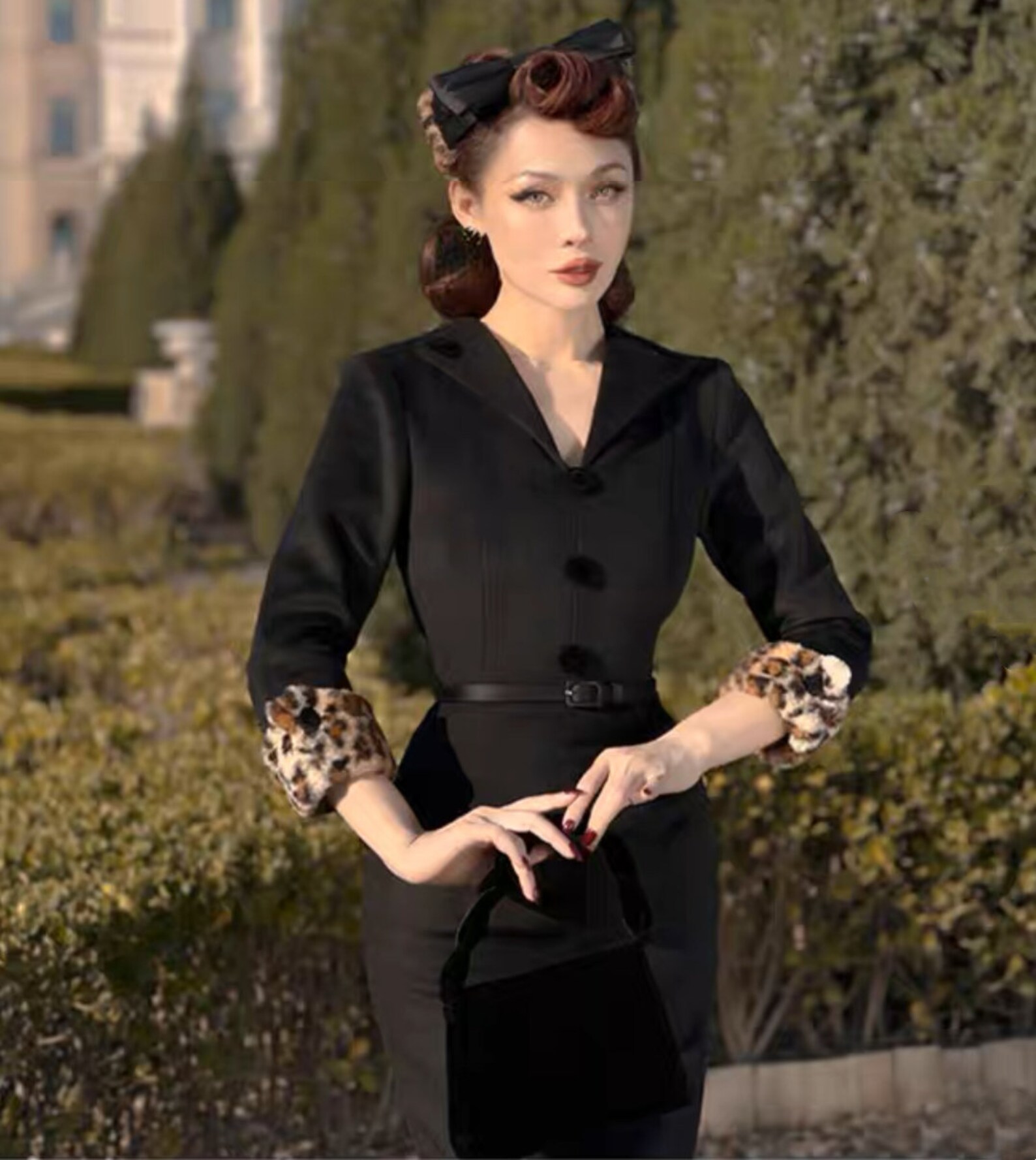 Very Classic Vintage Elegant Leopard Print Woolen Dress V Neck - Etsy