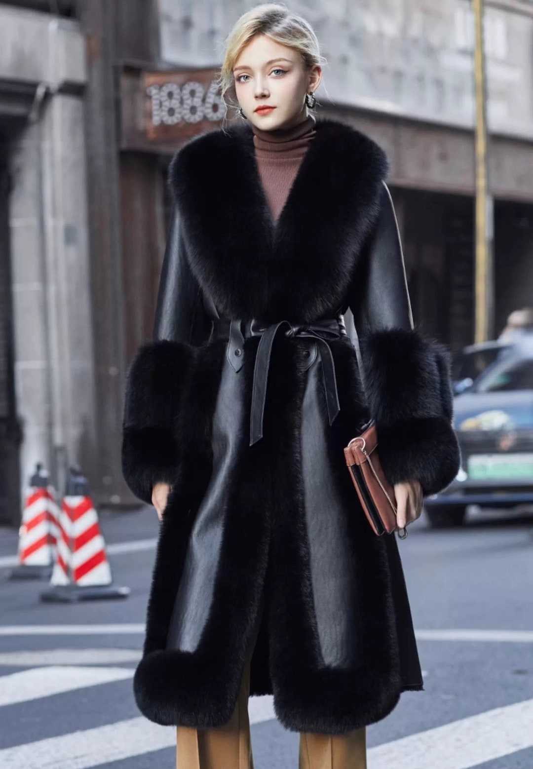 High-end Real Finnish Fox Fur, Real Merino Sheepskin and Fur Long Coat ...