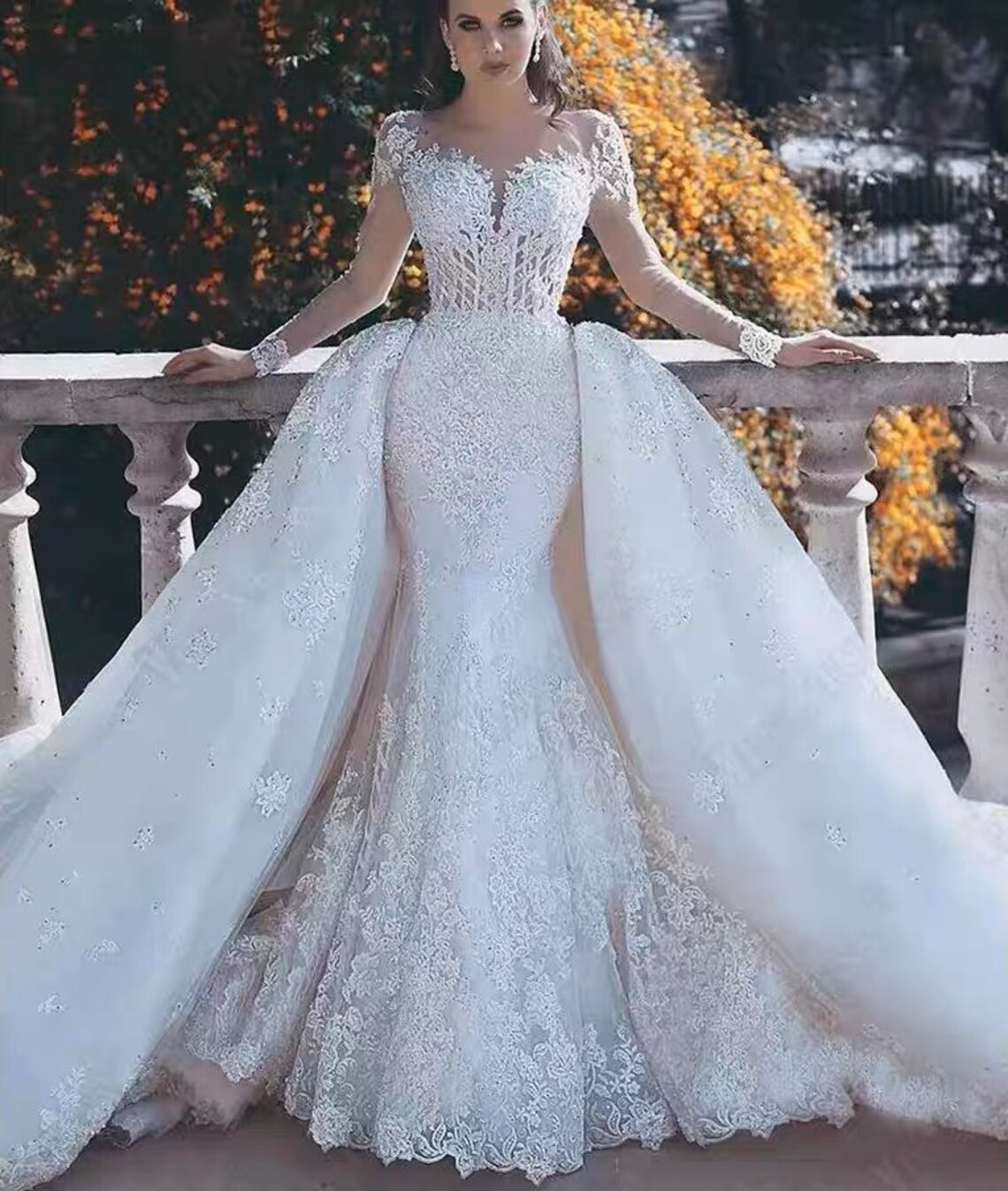 Mermaid Wedding Dress Long Sleeve Bridal Gown Princess D3 - Etsy