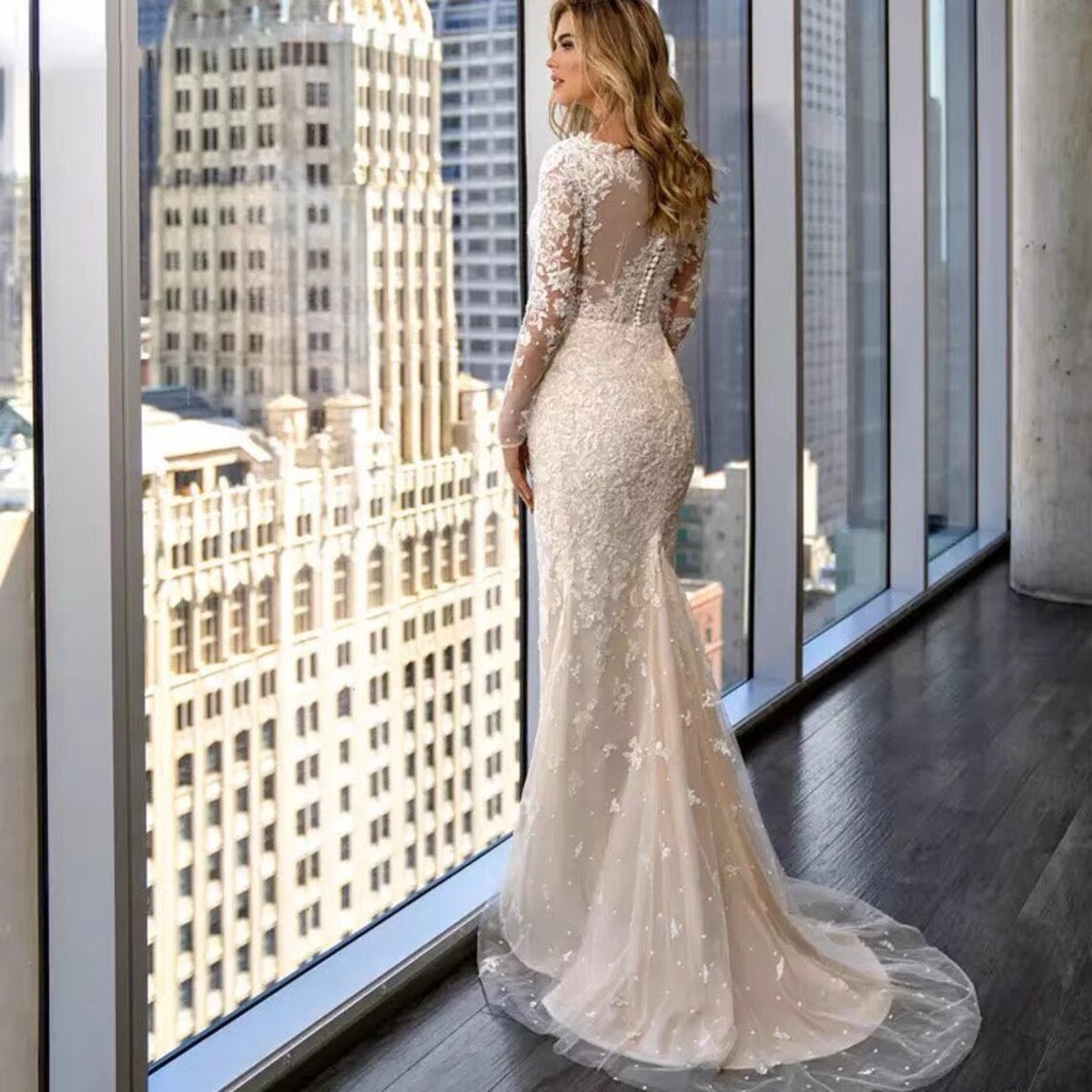 Detachable 2 in 1 Wedding Dress Mermaid Embroidered Lace D1 - Etsy