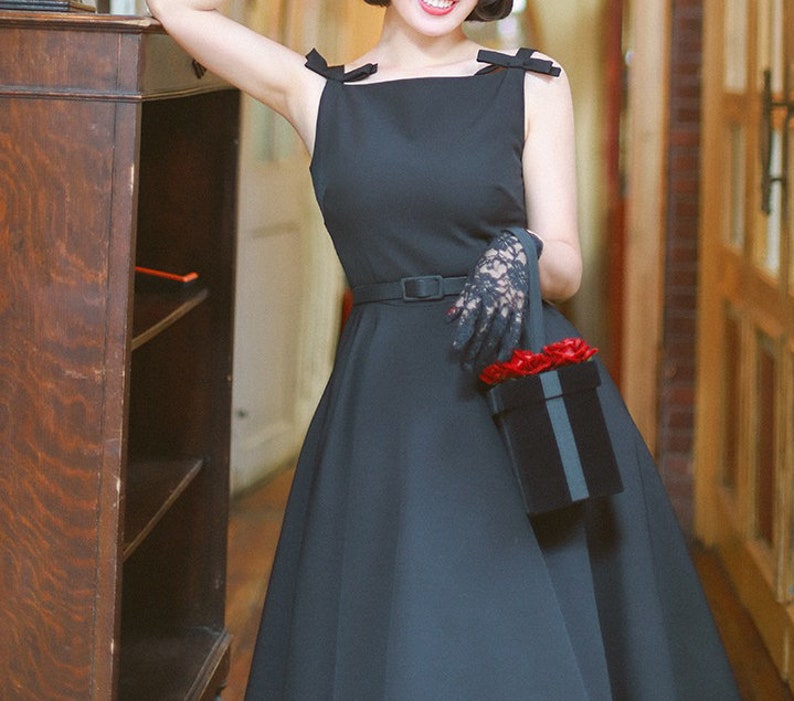 1950s Clasic Vintage Style Black Dress - Etsy