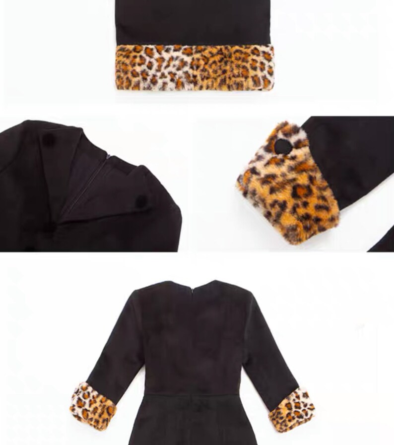 Very Classic Vintage Elegant Leopard Print Woolen Dress V Neck - Etsy