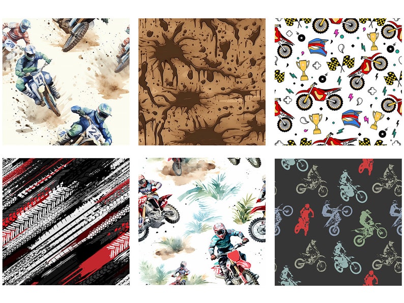 Dirt Bike Digital Seamless Pattern Motocross Digital Paper Mud Dirt Mx ...