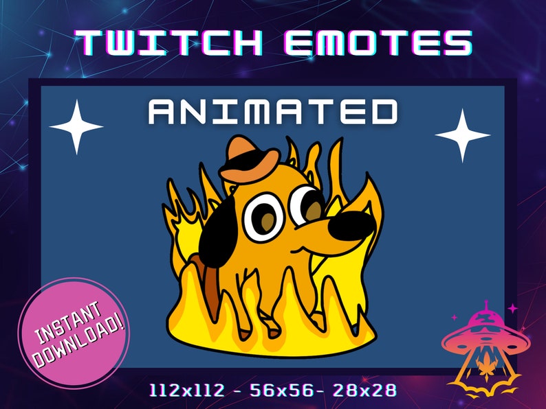 Animated This is Fine Meme Twitch Emote Youtube Emote Discord Fire Dog ...