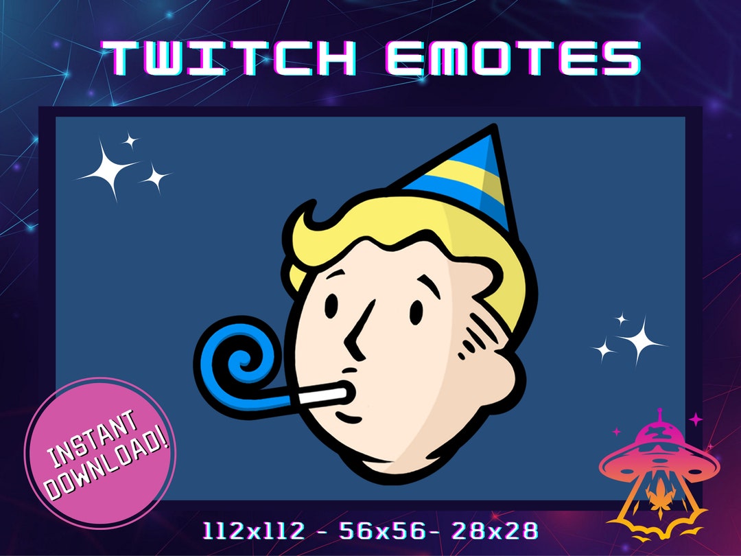 Party Hat Vault Boy Twitch Emote Pip Boy Emote Shelter Vault Emote ...