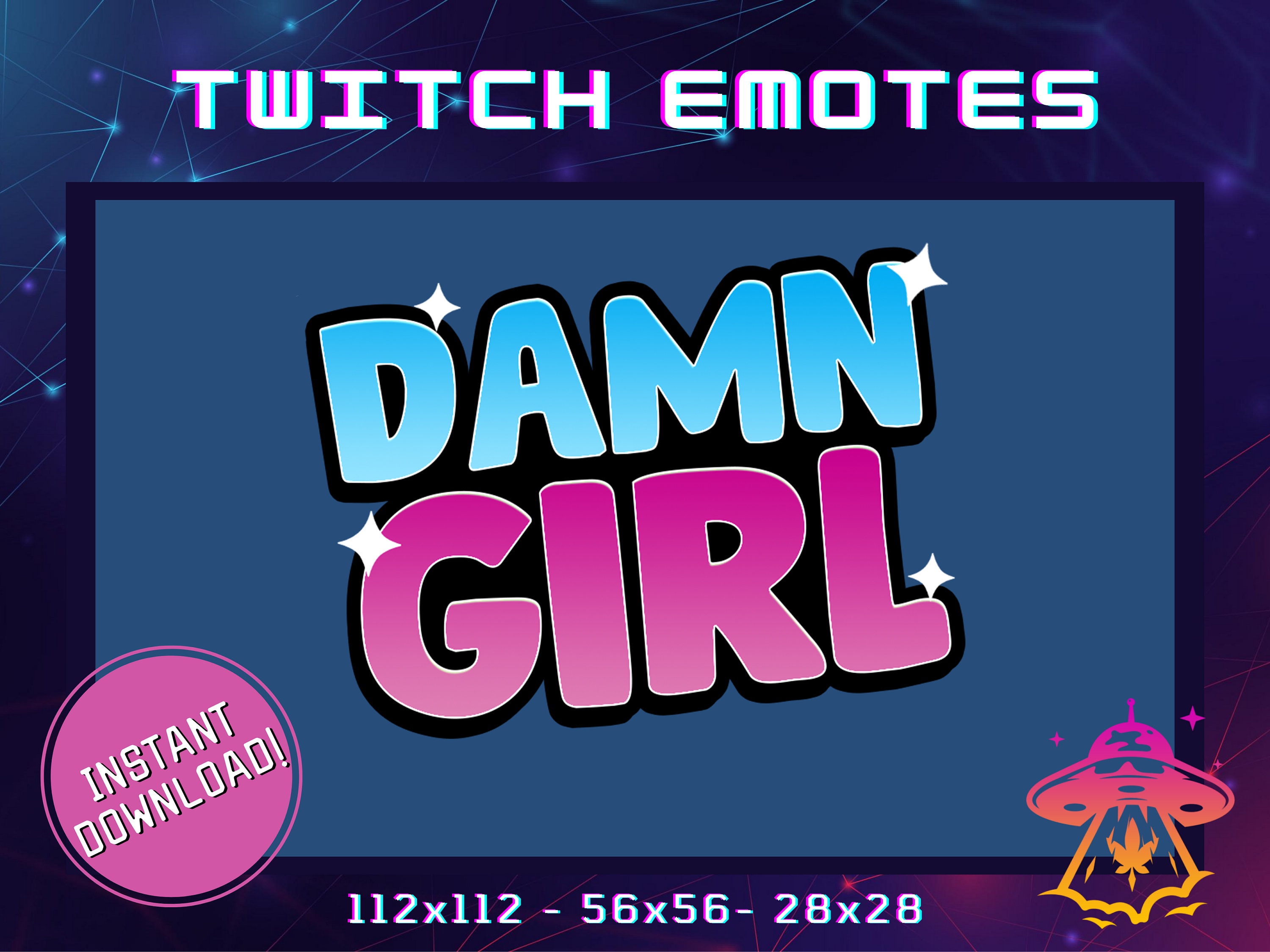 Damn Girl Blue Pink Twitch Emote Youtube Emote Discord Emote Community ...