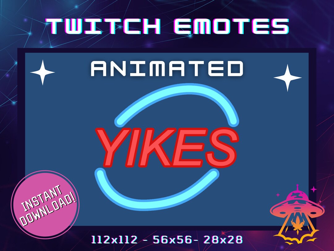 Funny Yikes Neon Sign Twitch Emote Youtube Emote Discord Emote Red Blue ...