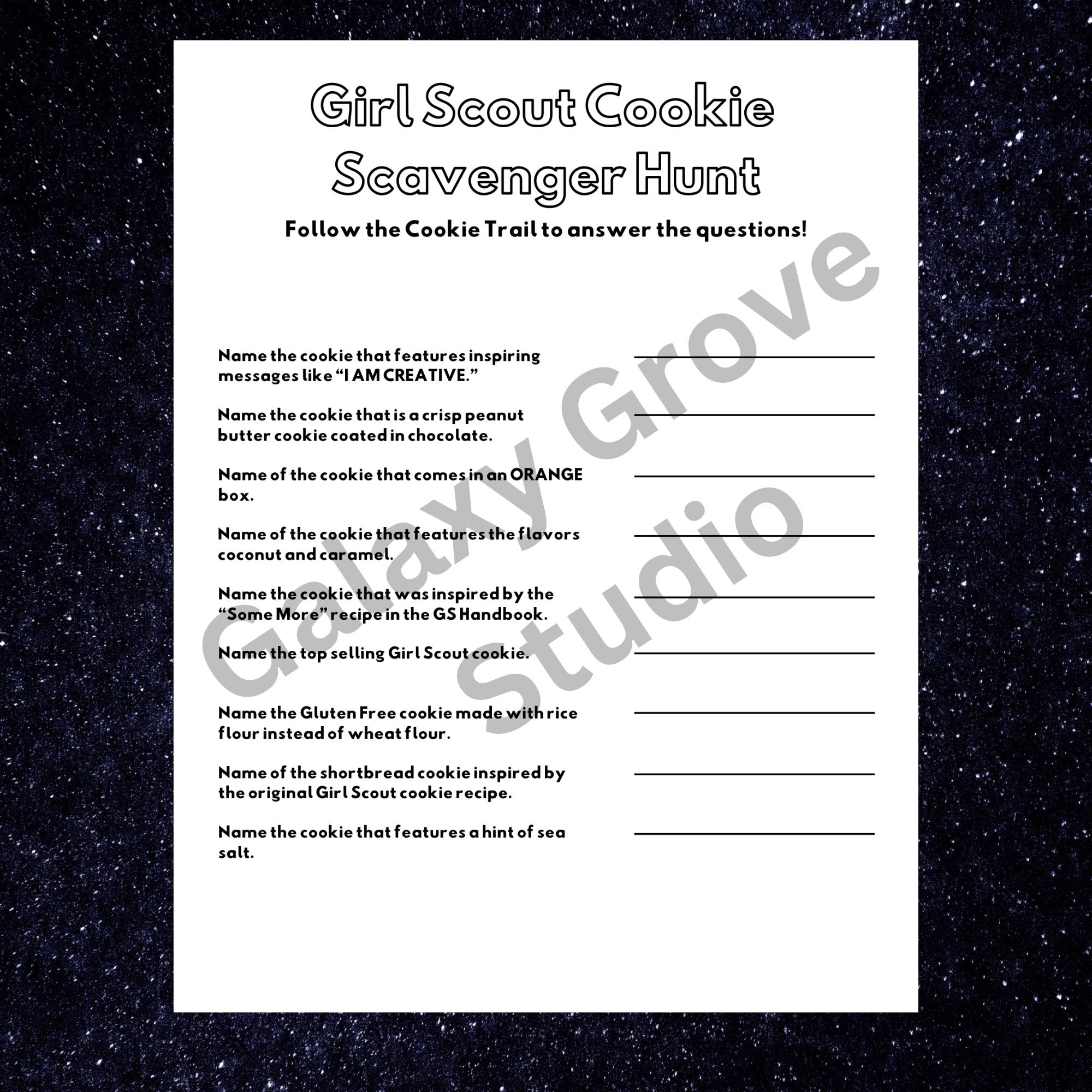 Girl Scout Cookie Scavenger Hunt Game - Cookie Rally Badge Meeting ...