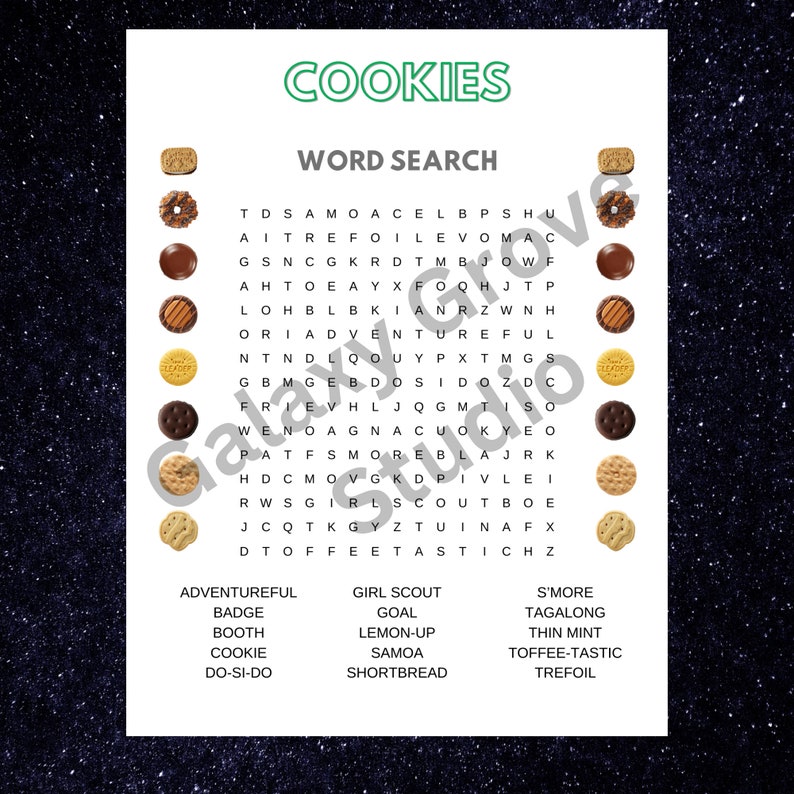 Girl Scout Cookie Word Search Puzzle Game for Kids - Little Brownie ...