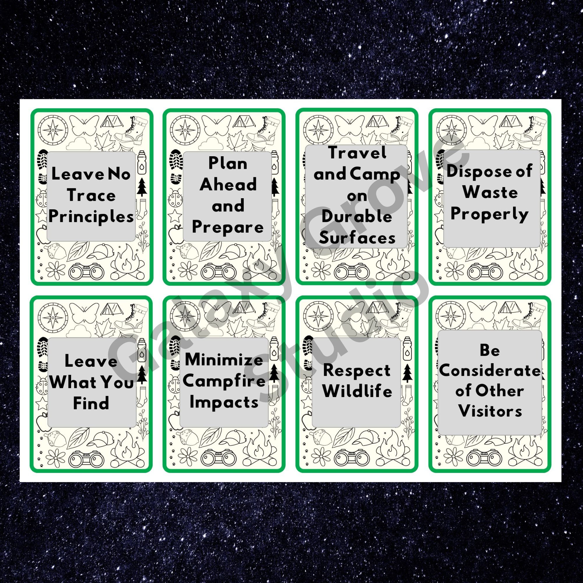 Leave No Trace Notecard Bundle - Girl Scout Hiking Badge - Daisy Brownie Junior - Camping ...