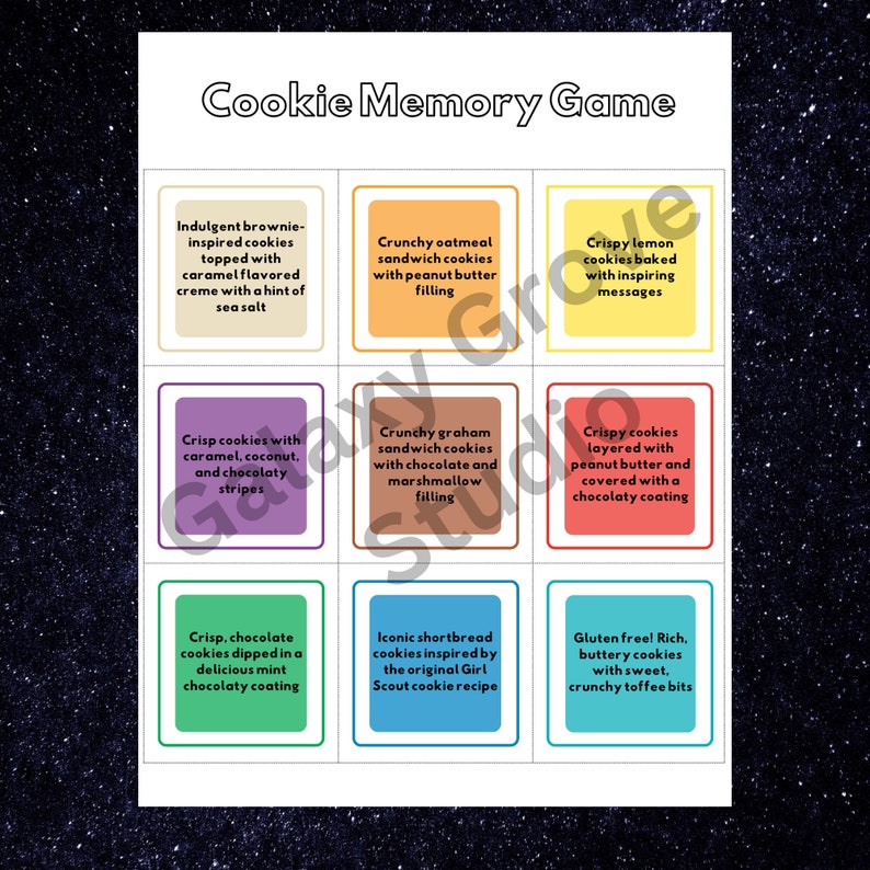 Girl Scout Cookie Memory Game - Cookie Badge Meeting Activity - Cookie ...