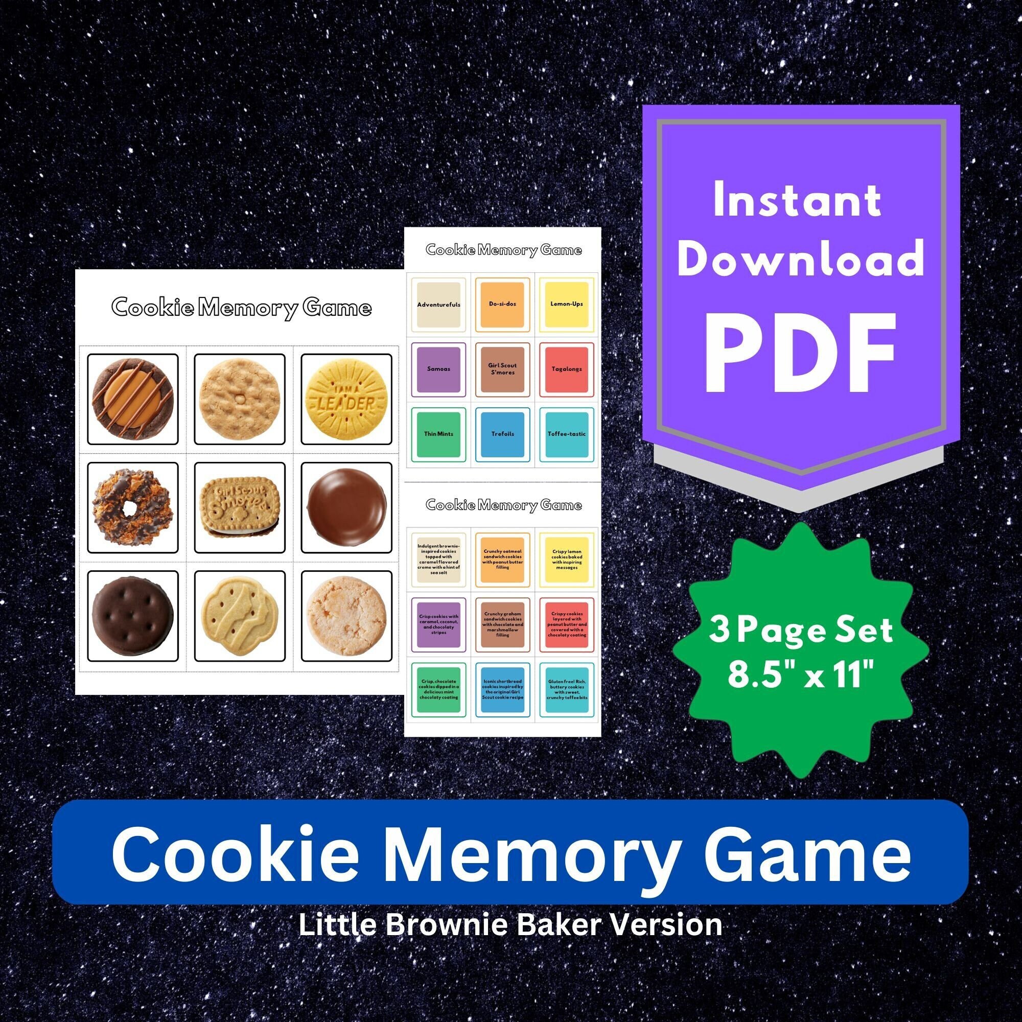 Girl Scout Cookie Memory Game - Cookie Badge Meeting Activity - Cookie ...