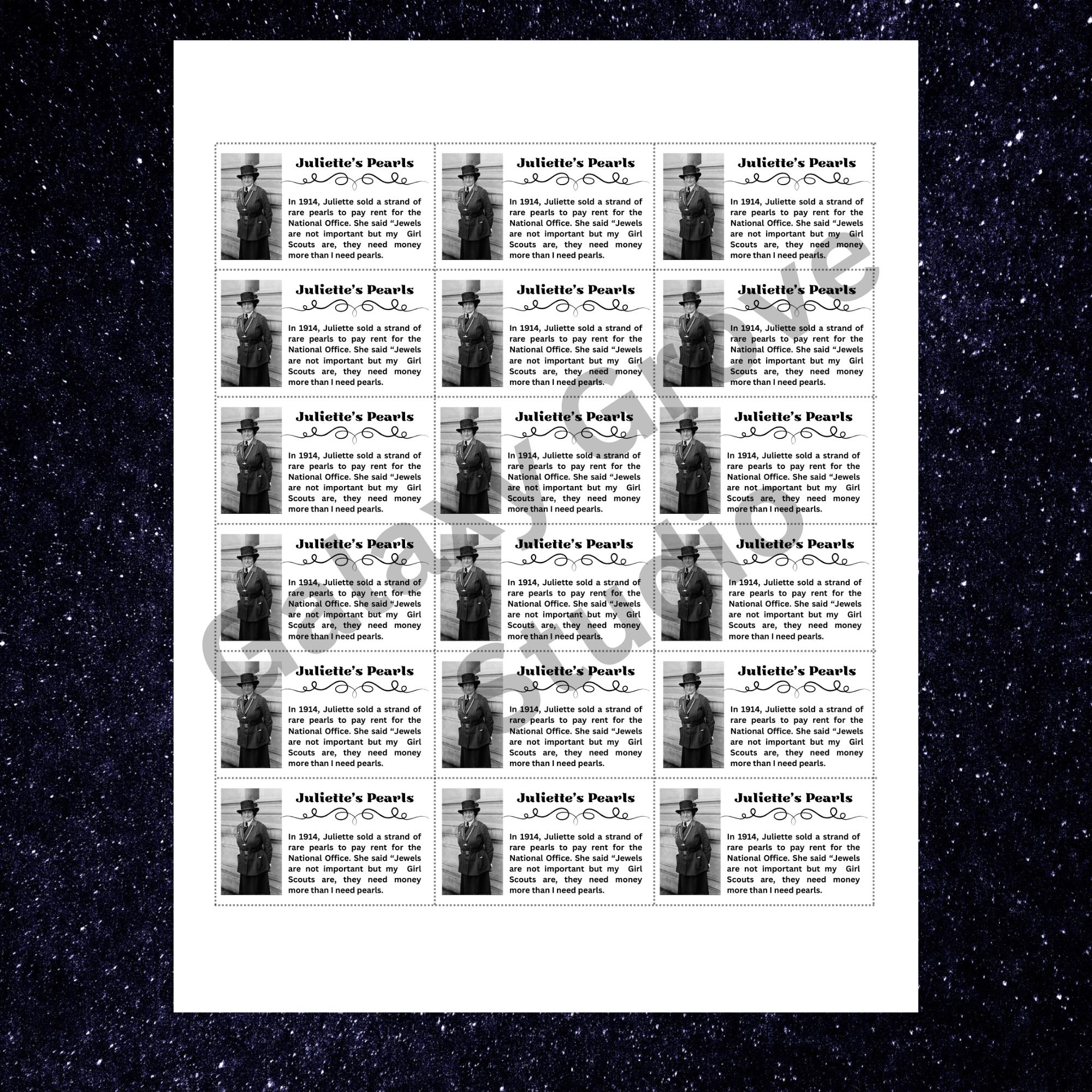 SWAPS - Juliette Gordon Low Pearl - Girl Scout - Instant Download Printable - Daisy - Brownie ...