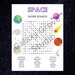 Outer Space Word Search Puzzle Game for Kids -digital Printable Planet ...