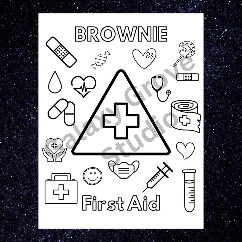 Girl Scouts Brownie First Aid Coloring Page - Troop Meeting Activity ...