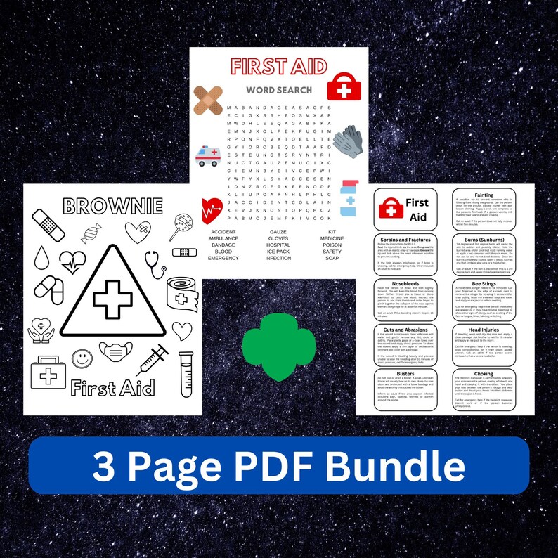 Girl Scouts Brownie First Aid Bundle - Coloring Page - Badge Activity ...