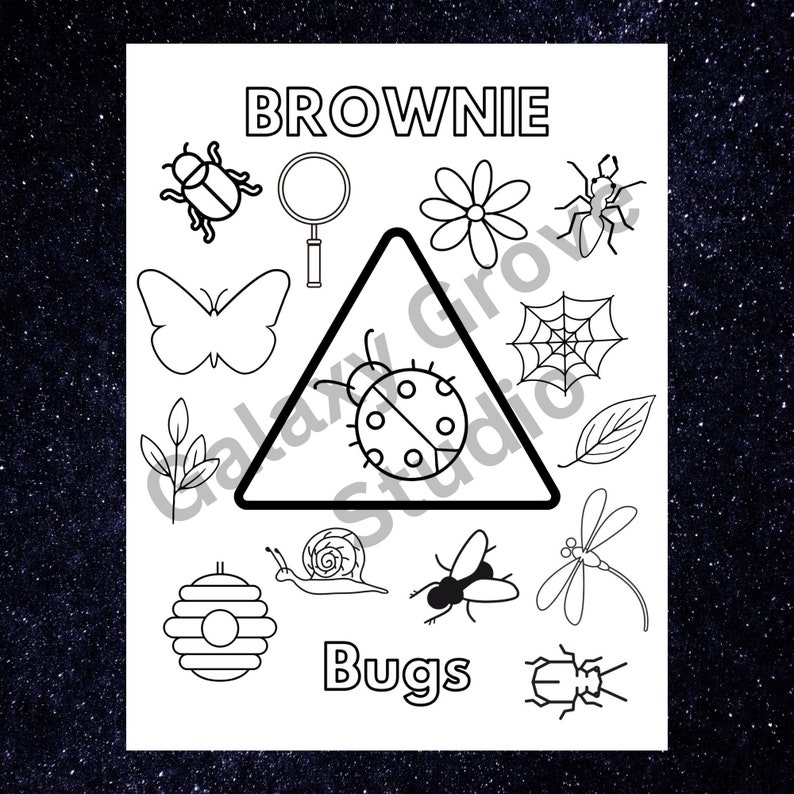 Girl Scouts Brownie Bugs Coloring Page - Badge Worksheet - Troop ...