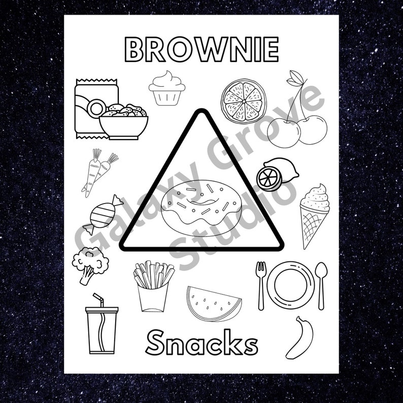 Girl Scouts Brownie Snacks Badge Coloring Page - Troop Meeting Activity ...