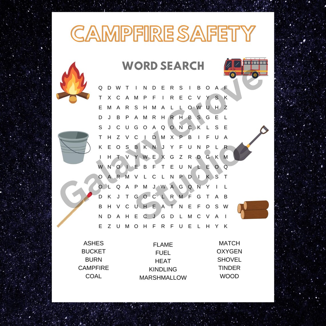 Campfire Safety Word Search - Girl Scout Outdoor Badge - Printable ...