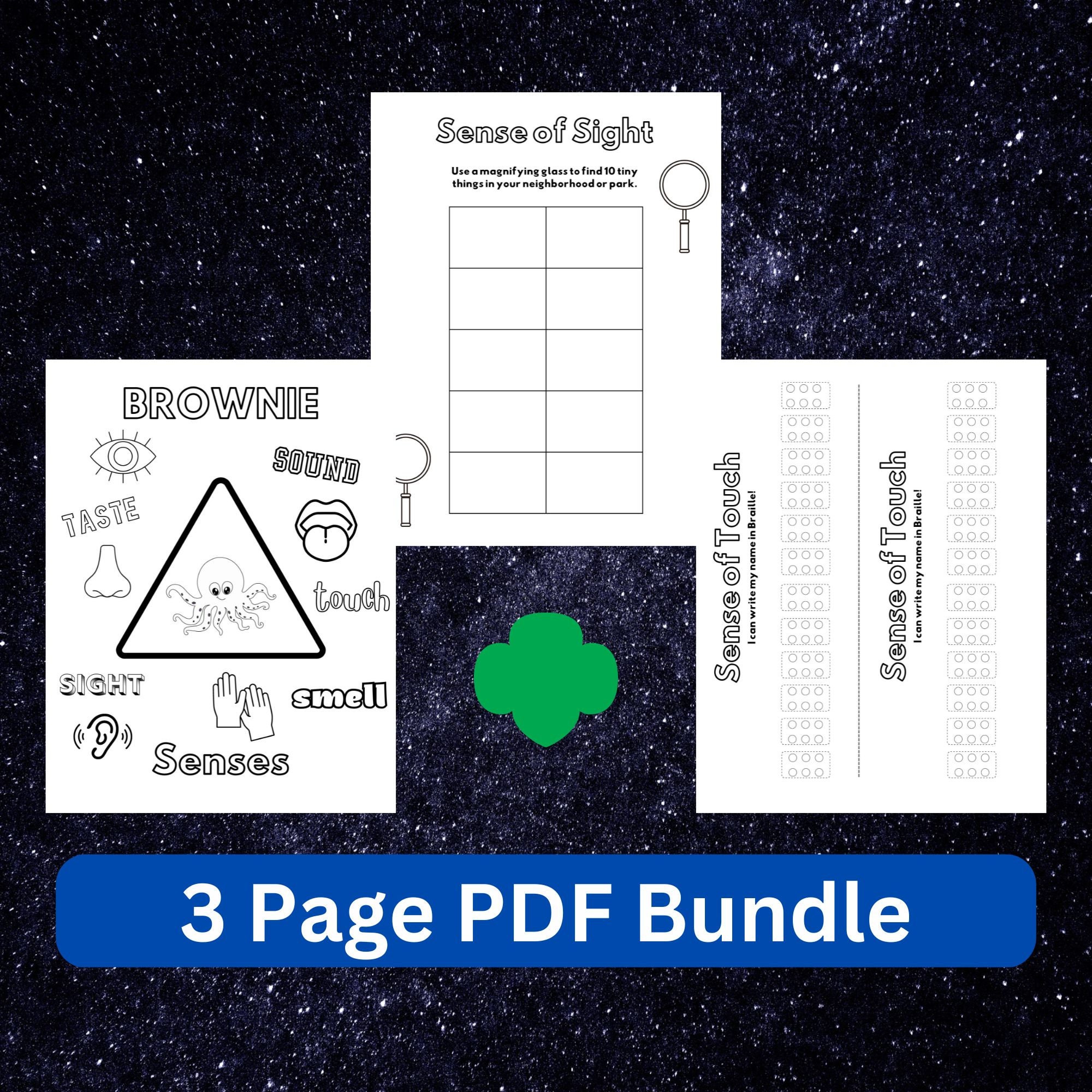 Girl Scouts Brownie Senses Badge Bundle - Coloring Page - Troop Meeting ...