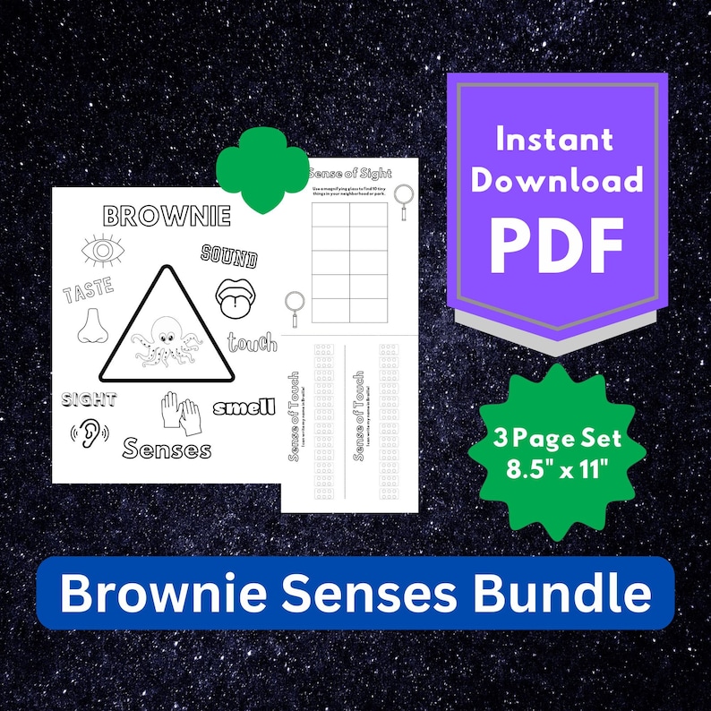 Girl Scouts Brownie Senses Badge Bundle - Coloring Page - Troop Meeting ...