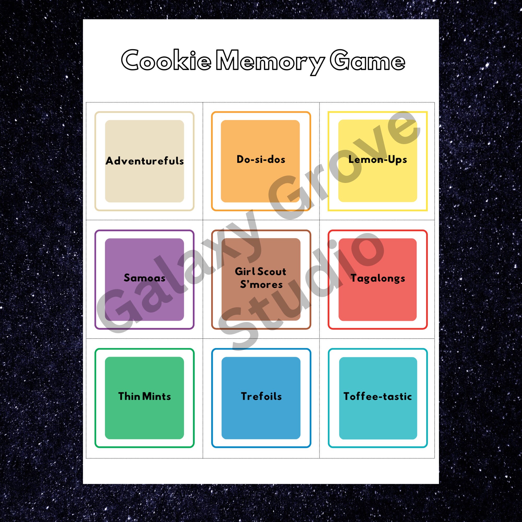 Girl Scout Cookie Memory Game - Cookie Badge Meeting Activity - Cookie ...
